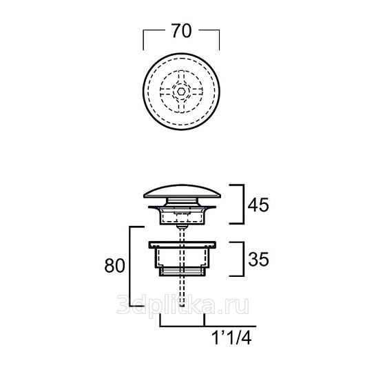 Simas PLCE antracite matt донный клапан для раковины 🏆 купить в Москве ...
